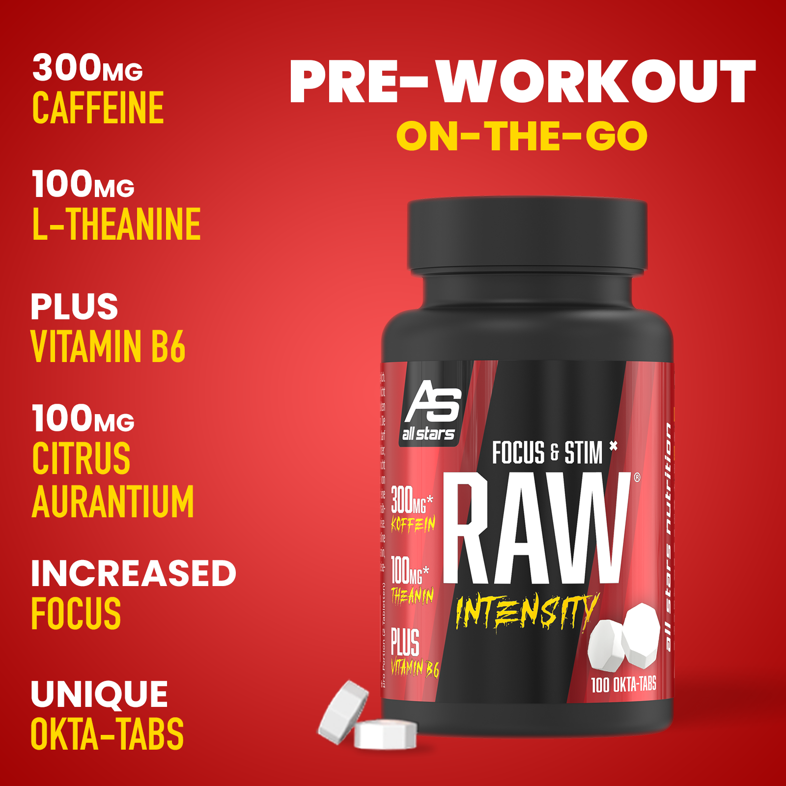 ALL STARS Raw & Stim Booster - Pre Workout Booster Tabletten