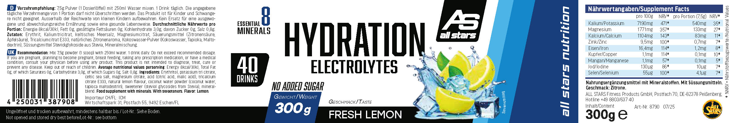 ALL STARS Hydration Electrolyte Pulver - Ideal für Fitness und ...